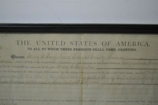 Antique 1874 United States Homestead Land Deed Framed 17 " X11 ...