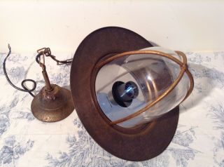 Nautical Distressed Style Lantern Ceiling Light With Copper Metal Hood ...