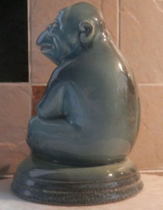 RARE VINTAGE - BESWICK BLUE GLOSS POTTERY MONKEY ON POTTERY BASE - No ...