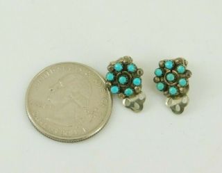Vintage Southwestern Sterling Silver Turquoise Clip On Earrings | #18387932
