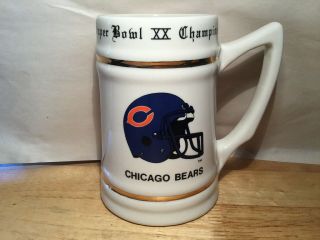 1985 Chicago Bears Bowl XX Champions Stein Mug Football NFL Vintage ...