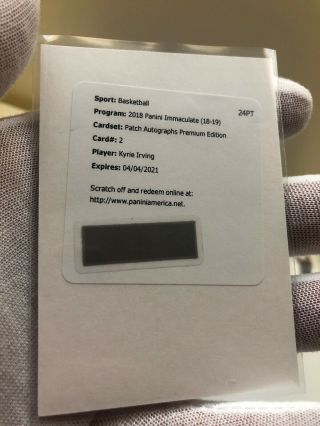 2018 - 19 Immaculate Kyrie Irving Premium Patch Auto Card | #18069673