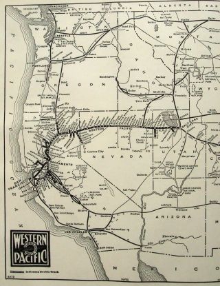 1939 Map Of The Western Pacific Railroad By Poole Bros. Vintage | #17483752