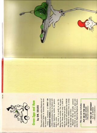 Dr Seuss - Theodor Geisel GREEN EGGS AND HAM 1st Ed 2nd Issue W/DJ ...